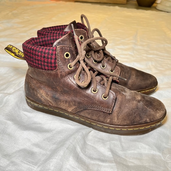 Dr. Martens | Shoes | Dr Martens Maelly Brown Leather Boots With Red ...